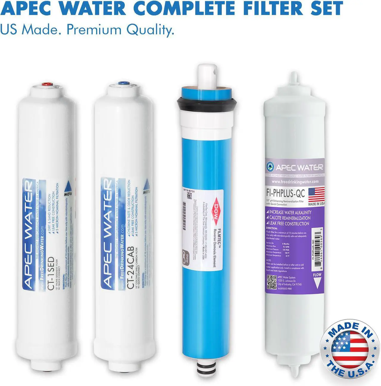 APEC pH Alkaline Calcium Mineral Countertop Reverse Osmosis Water Filter - Portable ...