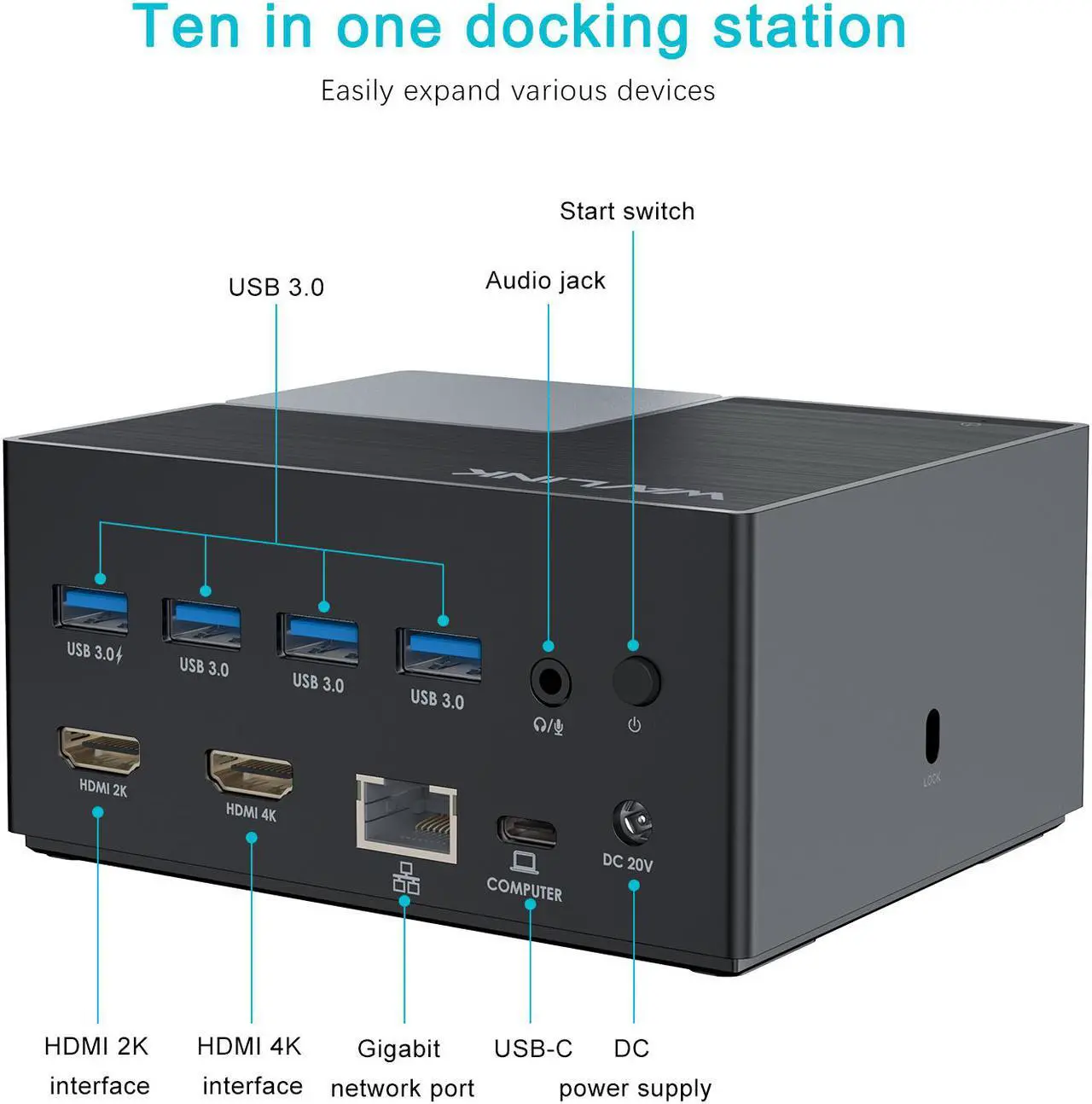Wavlink USB-C Docking Station USB 3.0 Laptop Universal Dock with Dual HDMI Display Single 4K ...
