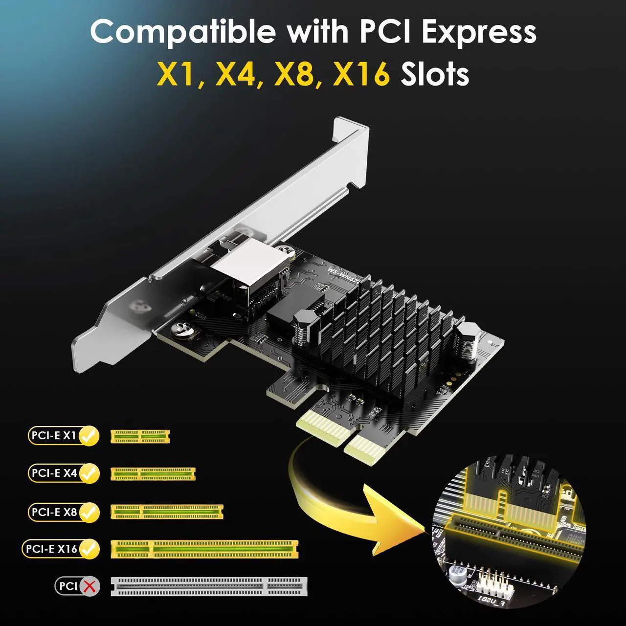 WAVLINK 2.5G Base-T PCIe Network Card, 2500/1000/100Mbps PCI Express ...