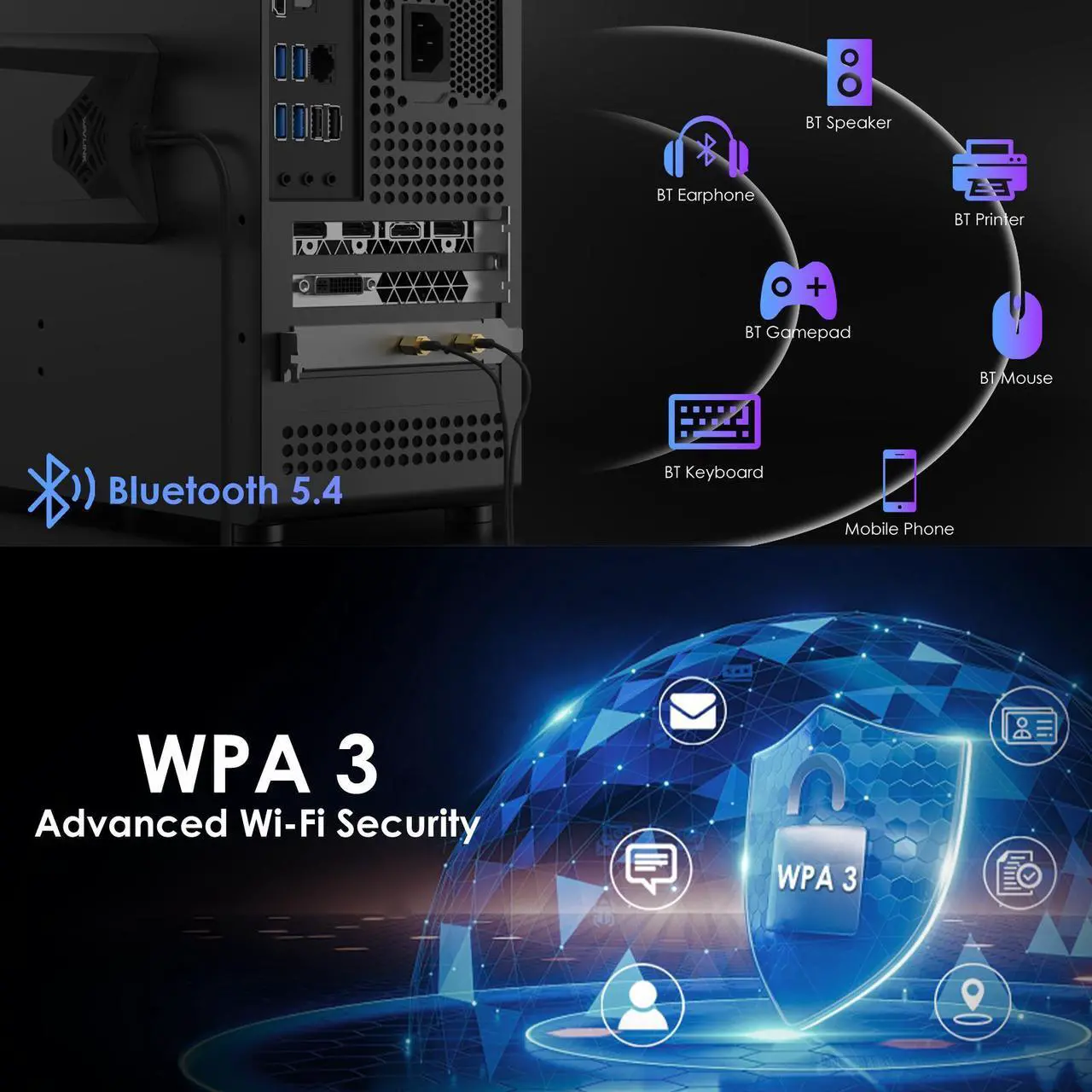 WAVLINK WiFi 7 BE8800 PCIe WiFi Card 8774Mbps, Tri-Band 2.4G/5G/6GHz Bluetooth 5.4 Network Card ...