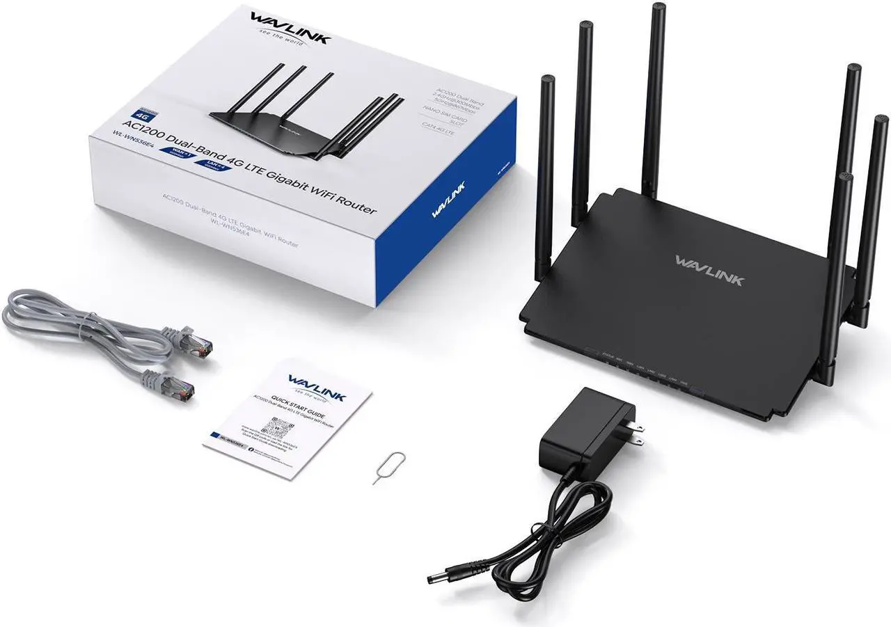 WAVLINK 4G LTE Wireless Router, Dual-Band Gigabit Router 1200Mbps with ...