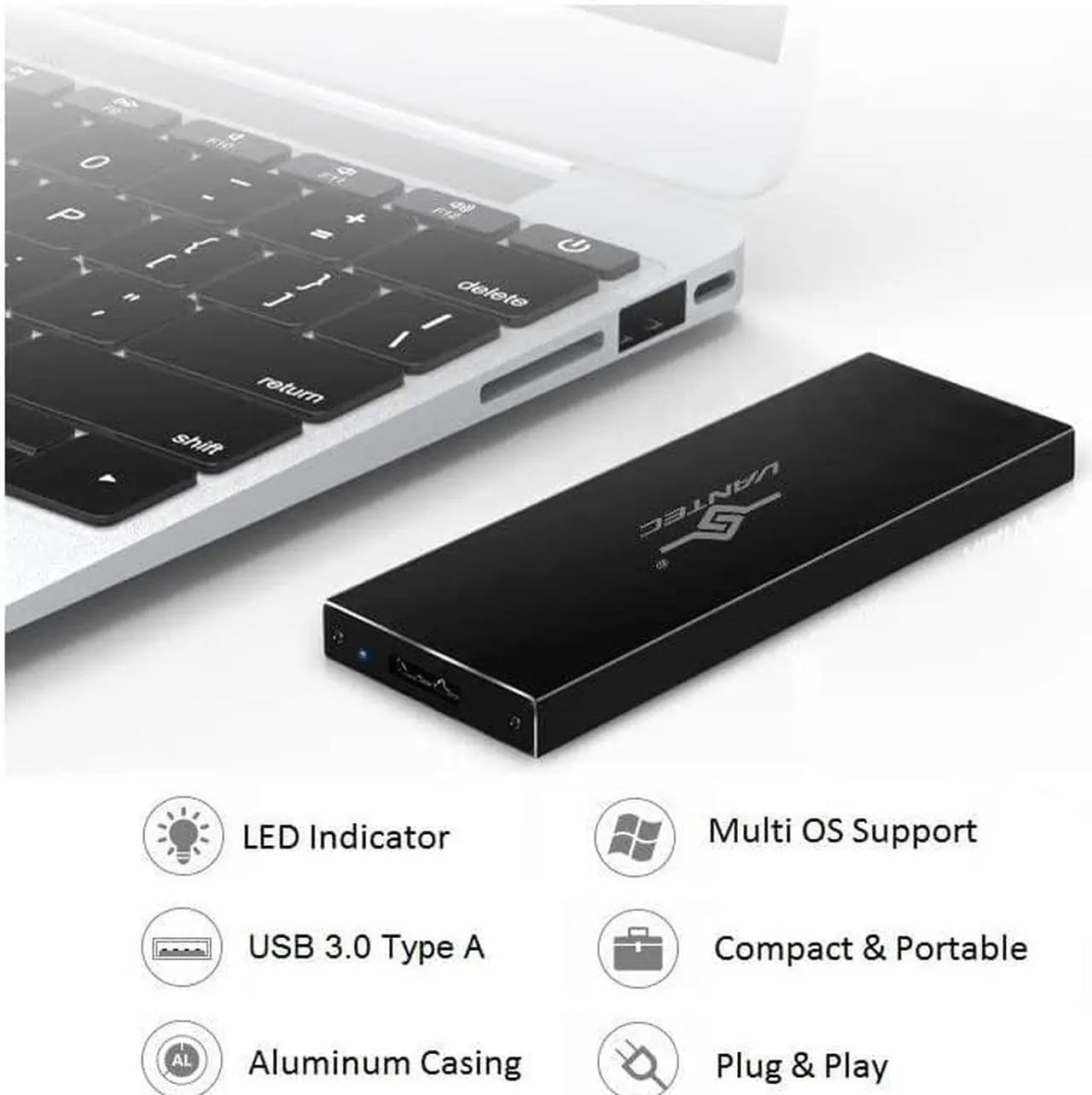 Vantec NexStar SX M.2 SSD to USB 3.0 Enclosure, Black (NST-M2STS3-BK ...