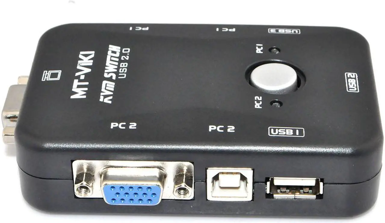 iKKEGOL USB 2.0 2 Port Monitor VGA SVGA KVM Switch Box + 2 KVM Cables ...