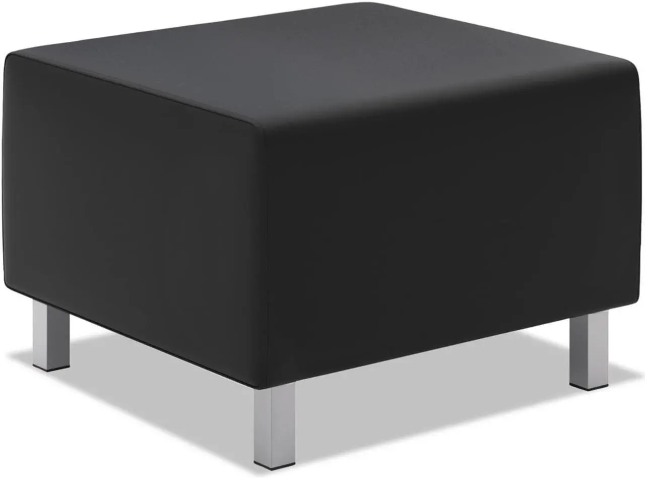 HON Company VL860 Series Leather Ottoman 25w x 25d x 18h Black/Silver ...
