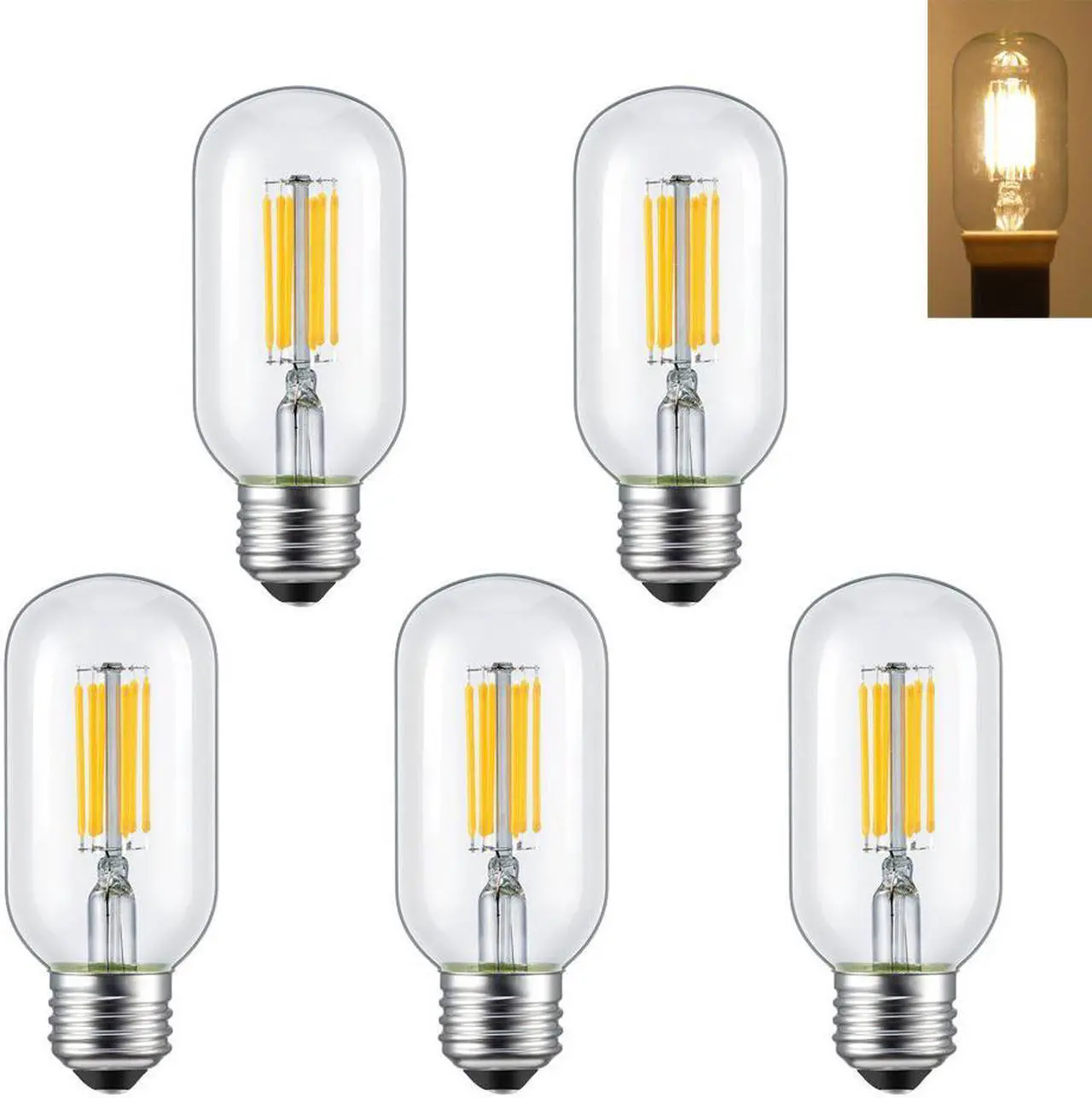 6W Dimmable Edison Style Antique LED Filament Tubular Light Bulb, E26 ...
