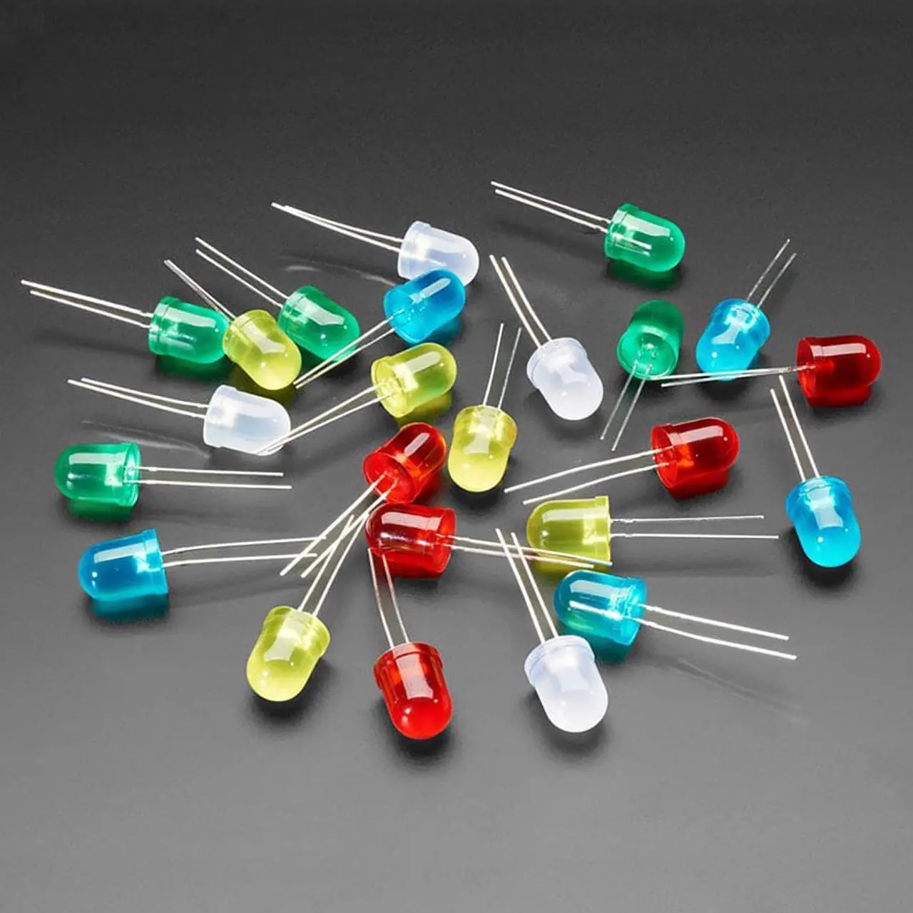 Adafruit Diffused 10mm LED 25 Pack - 5 LEDs each in 5 Colors - Newegg.com