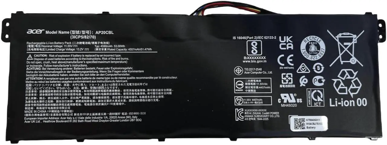 53WH AP20CBL battery for Acer Aspire 5 A515-45 Swift SF314 R5-5500U ...