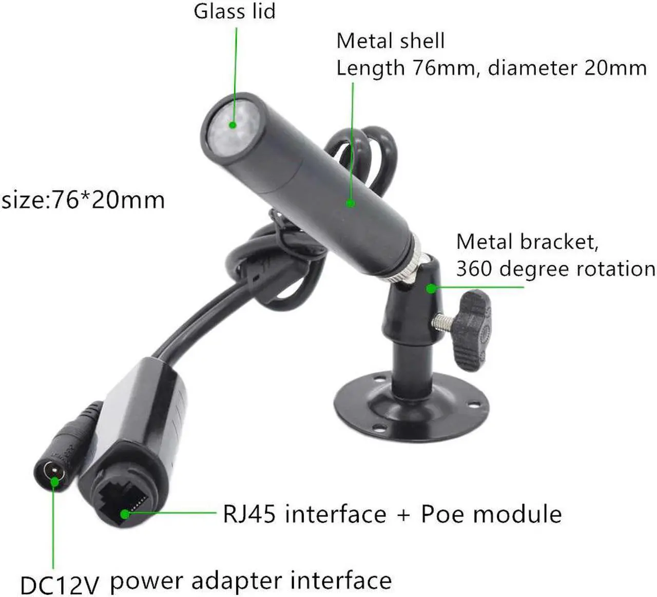 Mini Bullet PoE IP Camera, 1080P Indoor/Outdoor Network Mini Camera ...