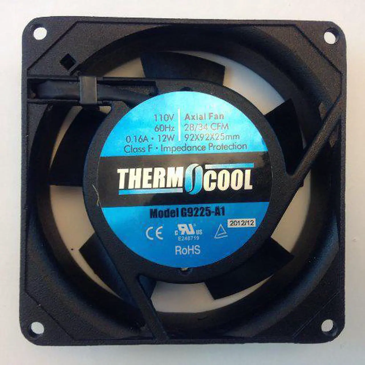 THERMOCOOL 110V 60Hz AXIAL FAN (92x92x25mm) CLASS F 0.16AMP 12WATTS ...