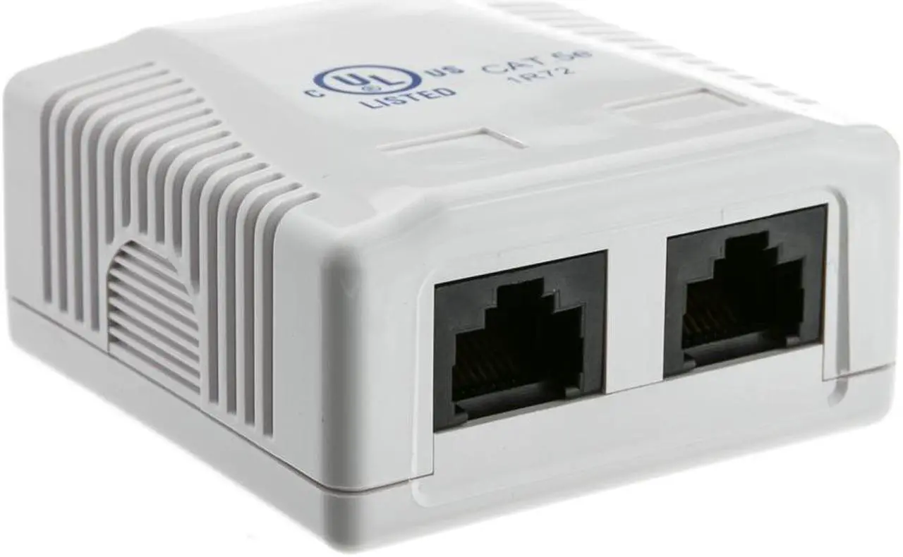 RJ45 2 Port Wall Mount Biscuit Network Ethernet UTP LAN Jack - White ...