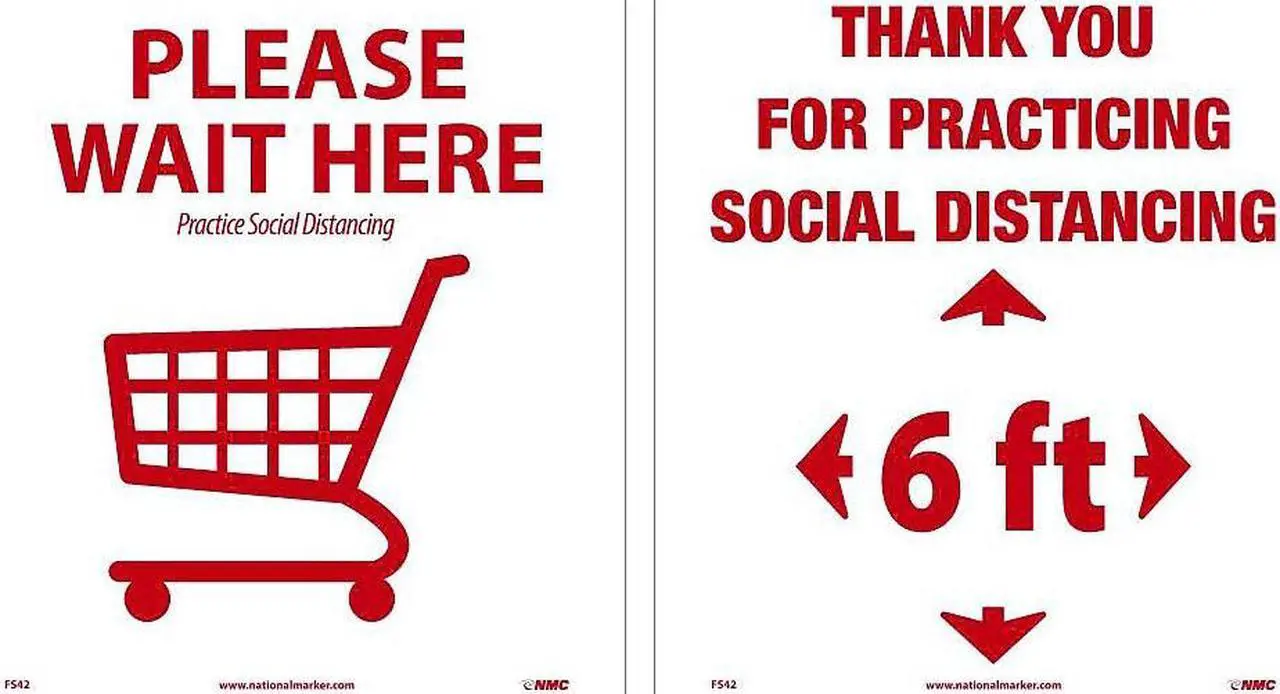 National Marker Double-Sided A-Frame Sign "We are Practicing Social ...