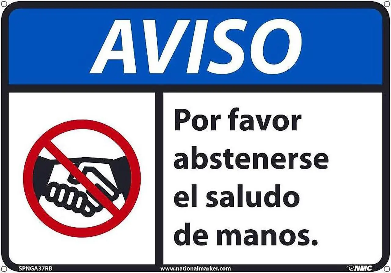 National Marker Wall Sign "Notice: Please Refrain from Shaking Hands ...