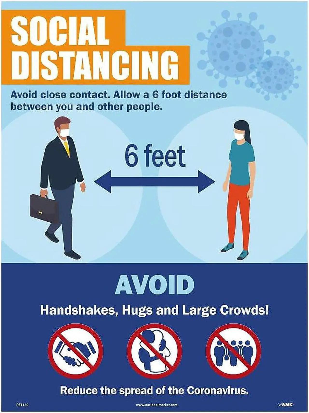 National Marker Poster "Social Distancing " 24" x 18" Blue/Orange ...