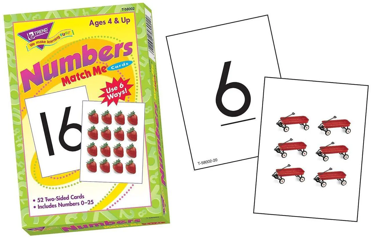 Trend Enterprises TREND Numbers 0-25 Match Me Cards 6 Sets (T-58002-6 ...