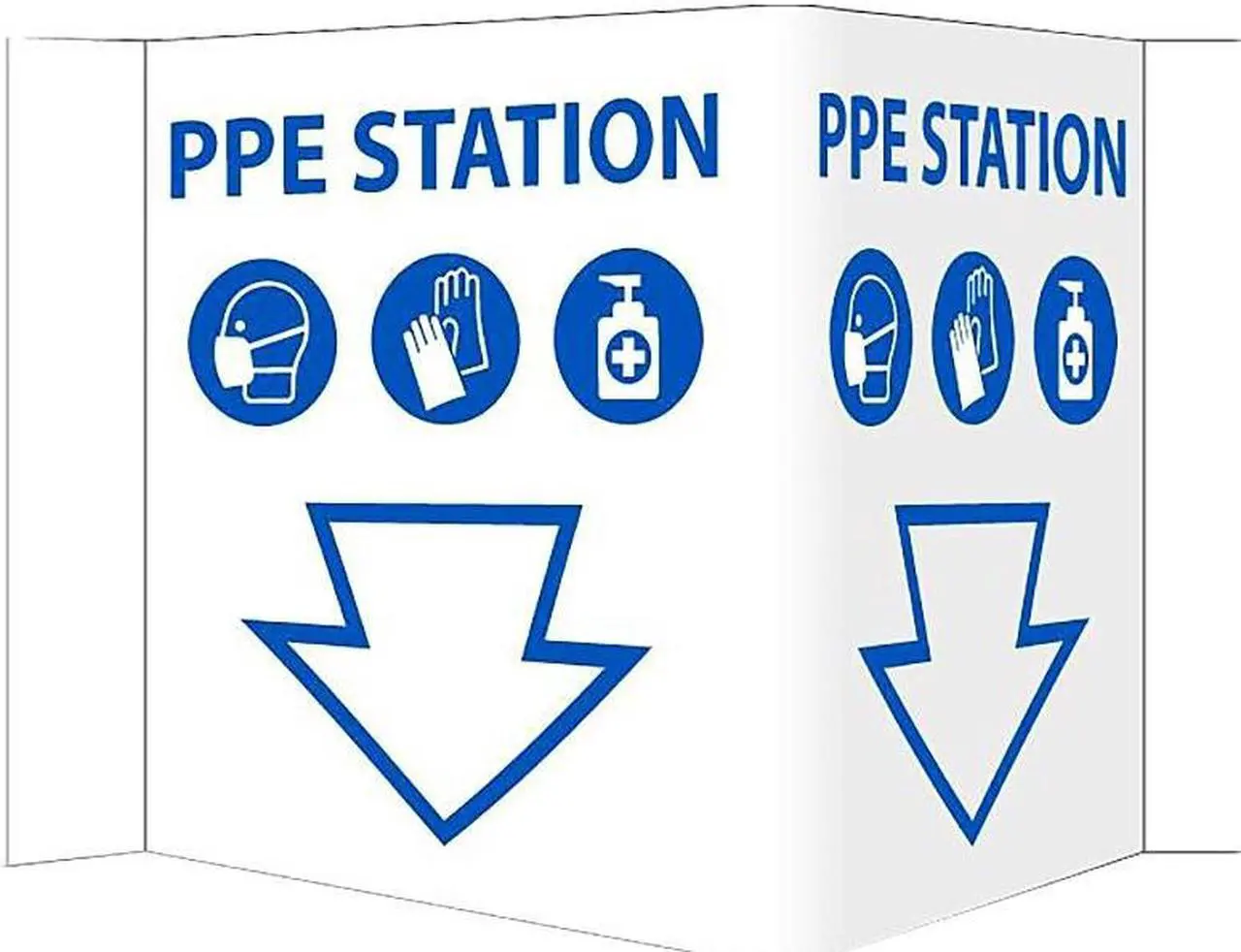 National Marker 3D Wall Sign "PPE Station " 6" x 9" White/Blue (VS56 ...
