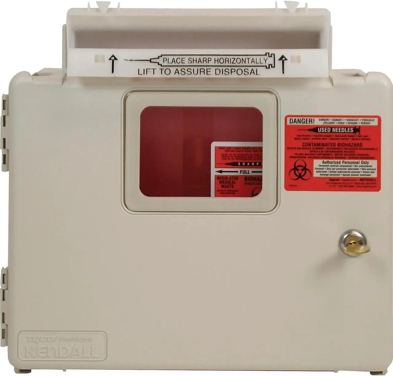 Covidien Biohazard Wall Cabinet for Sharp Objects w/ Lid 5 Quart ...