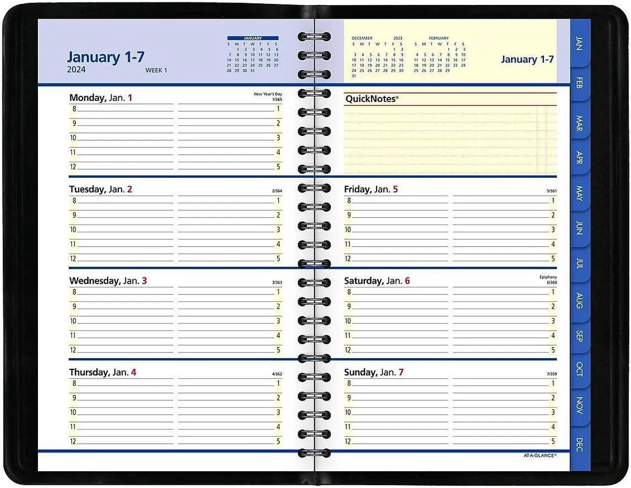 2024 AT-A-GLANCE QuickNotes 5" x 8" Weekly & Monthly Appointment Book ...
