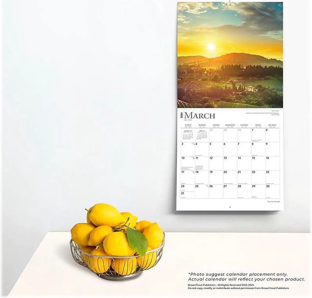 2024 BrownTrout Sunrise Sunset 12" x 12" Monthly Wall Calendar ...