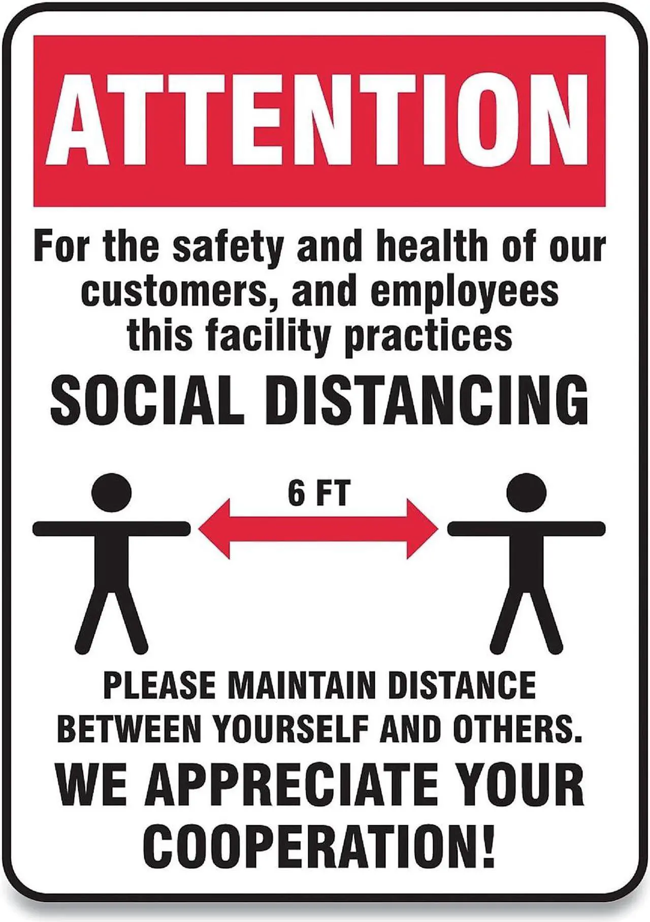 Alpine Accuform Social Distance Signs Wall 7 x 10 Customers and ...