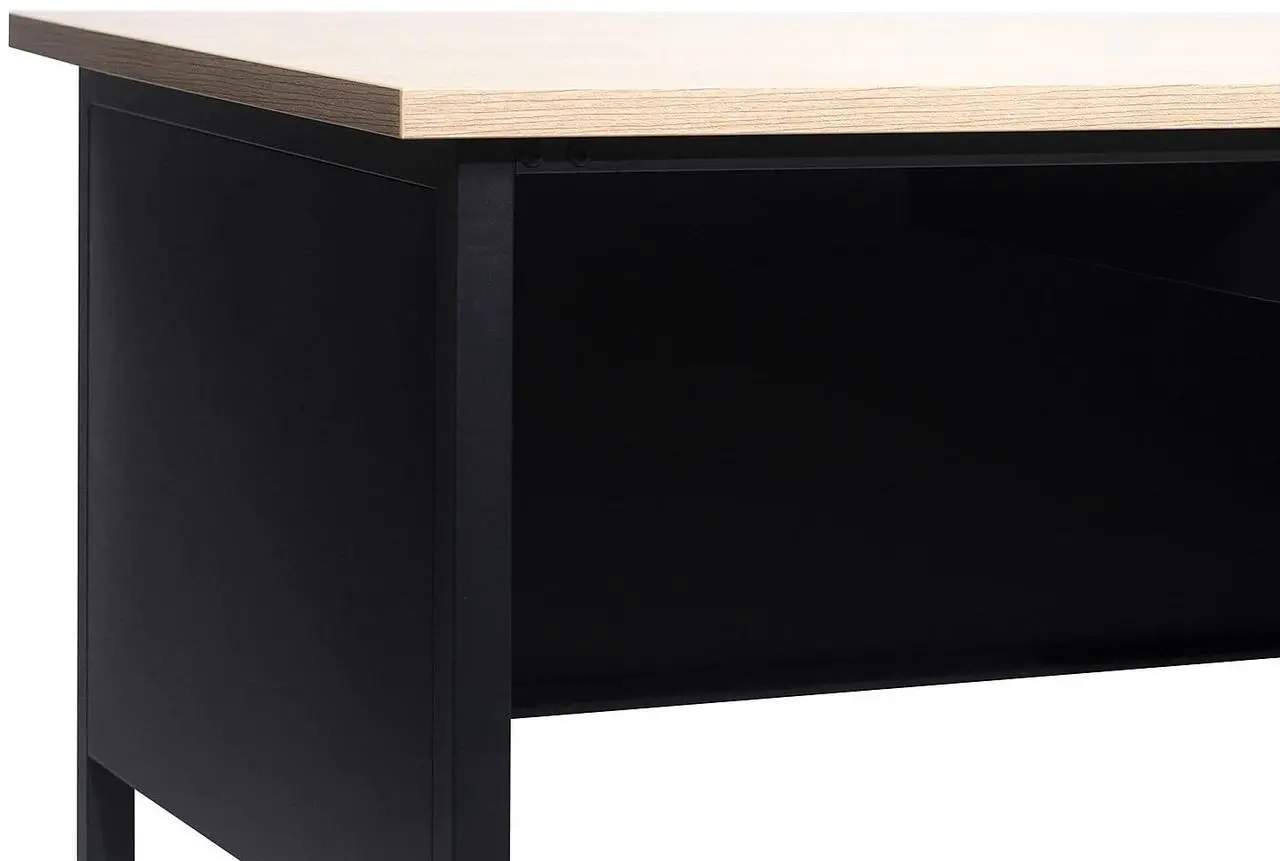 Flash Furniture Cambridge 70"W Single Pedestal Desk White Oak/Black ...