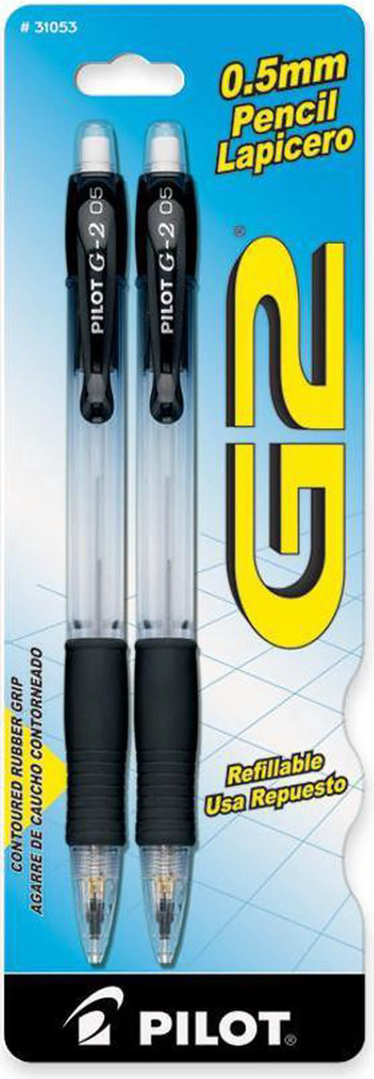 Pilot G2 Mechanical Pencil 0.5 mm Lead Size - Black, Clear Barrel - 2 ...