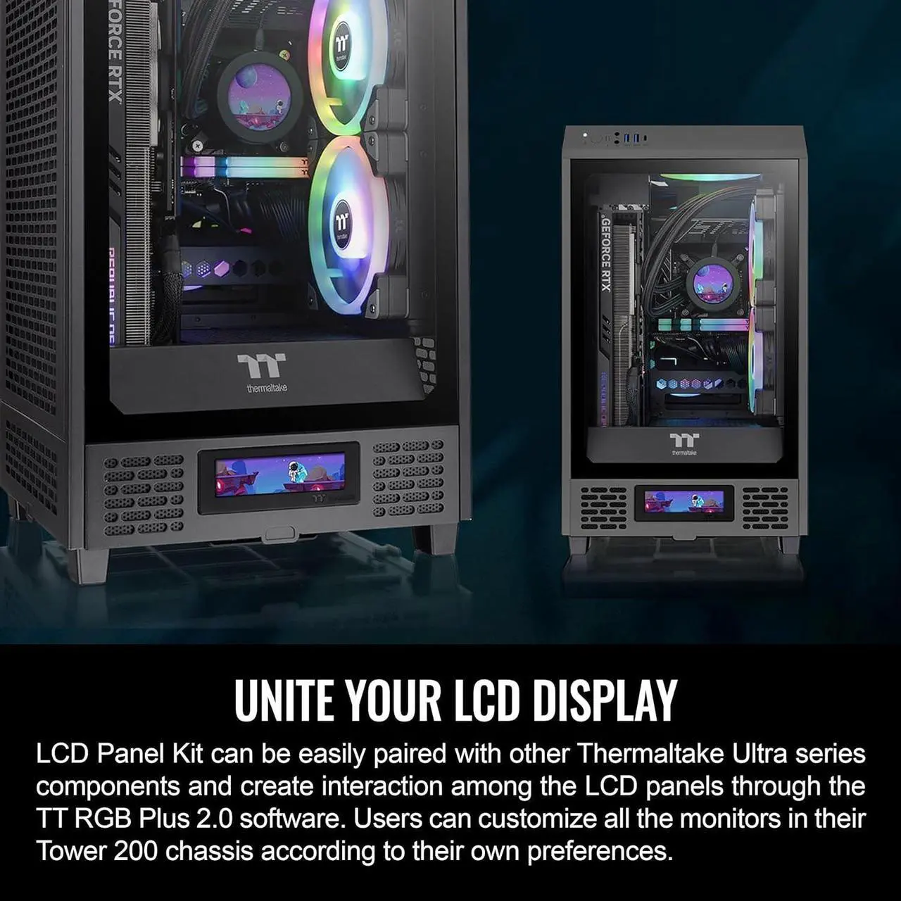 Thermaltake Tower 200 Series Black LCD Panel Kit, 3.9" LCD Display ...