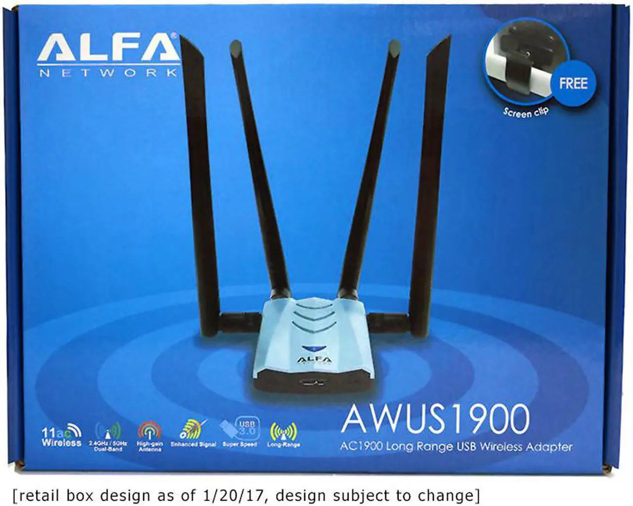 Alfa AWUS1900 802.11ac Dual band 2.4/5 Ghz Wi-Fi USB Adapter AC1900 ...