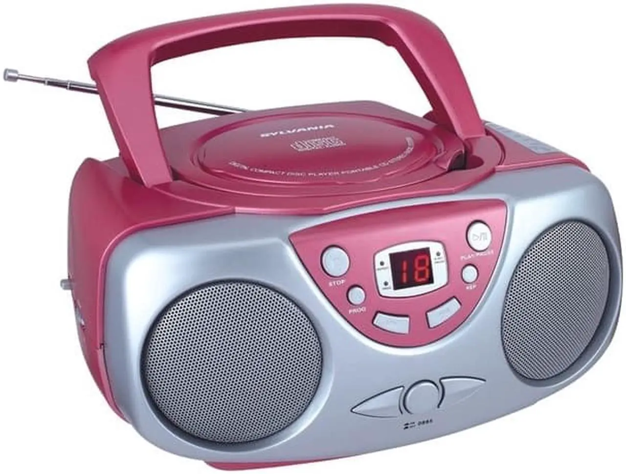 SYLVANIA(R) SRCD243M PINK Portable CD Boom Box with AM/FM Radio (Pink ...