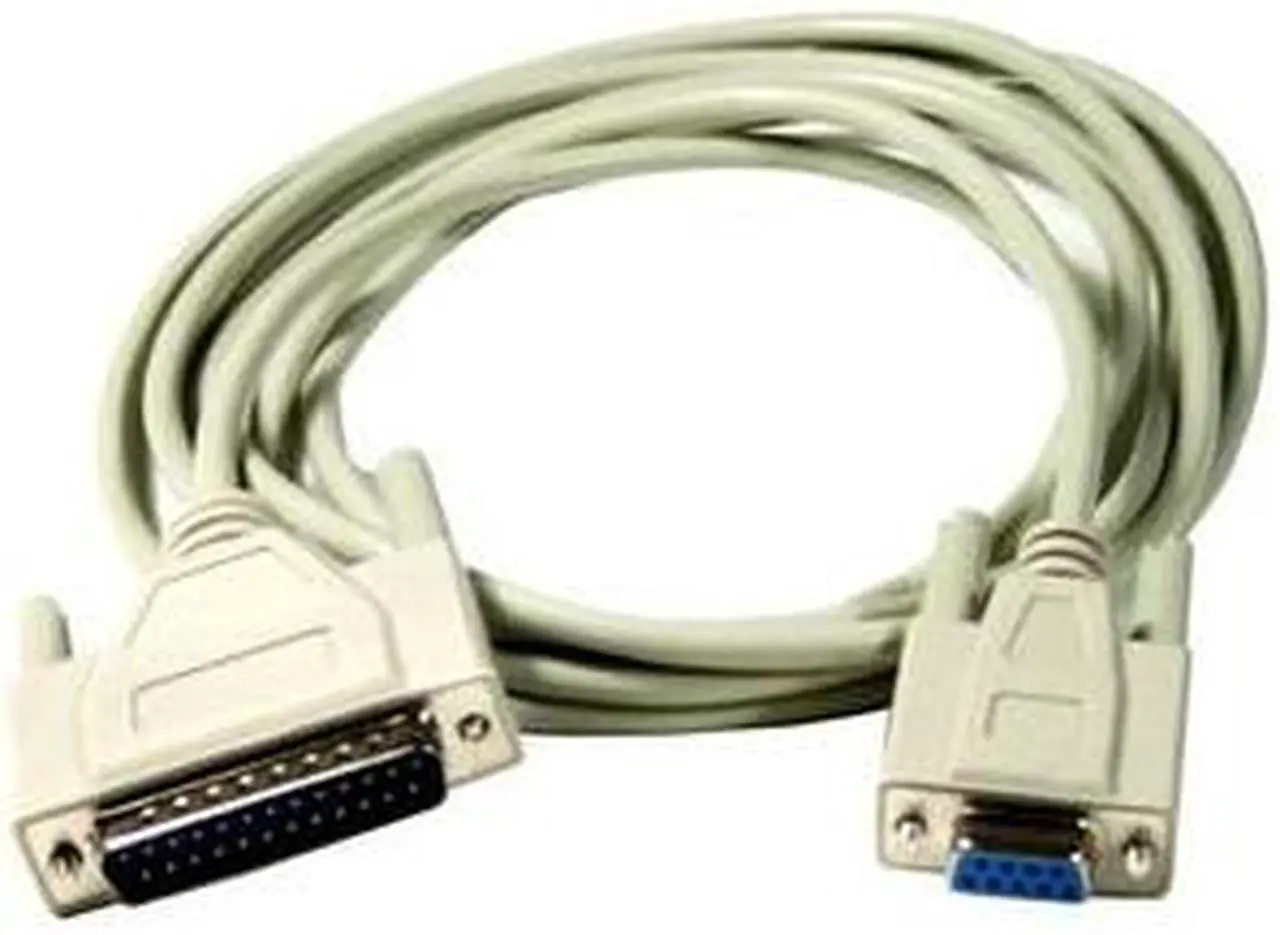 Micro Connectors 10 Feet AT Modem Serial Cable (DB9 male to DB25 Male ...