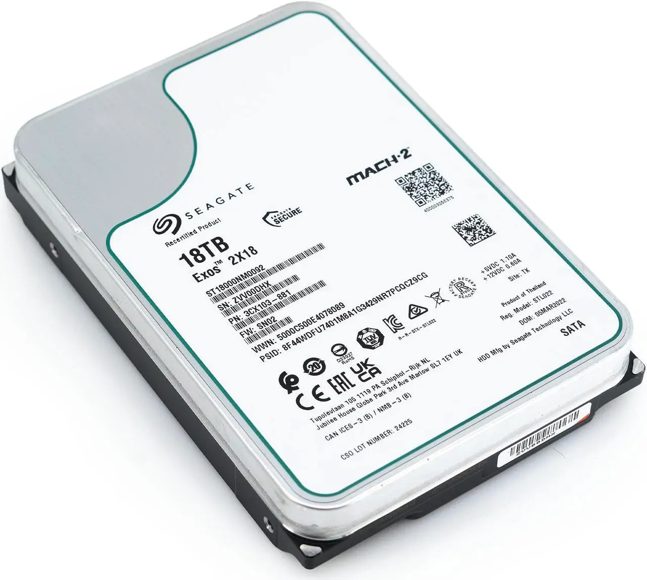 Refurbished: Seagate Exos 2X18 18TB SATA 6Gb/s 7200RPM 3.5" Enterprise ...