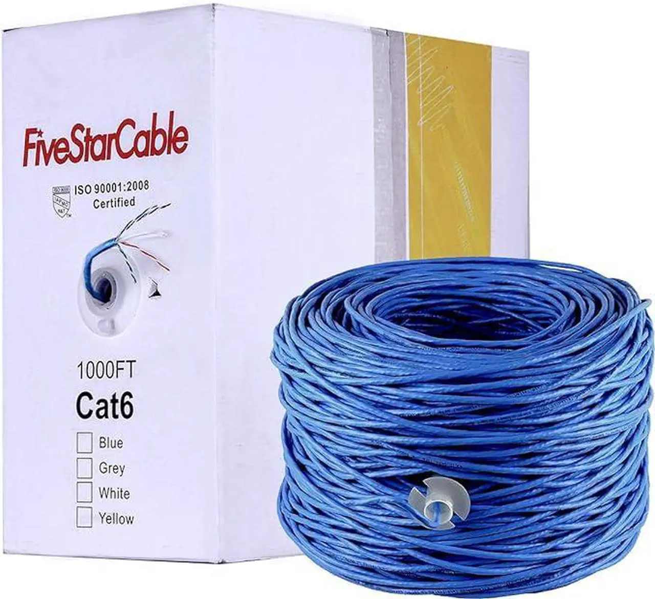 FiveStarCable 1000Ft Bulk Cat6 Network Ethernet Cable, 550Mhz, 23AWG ...