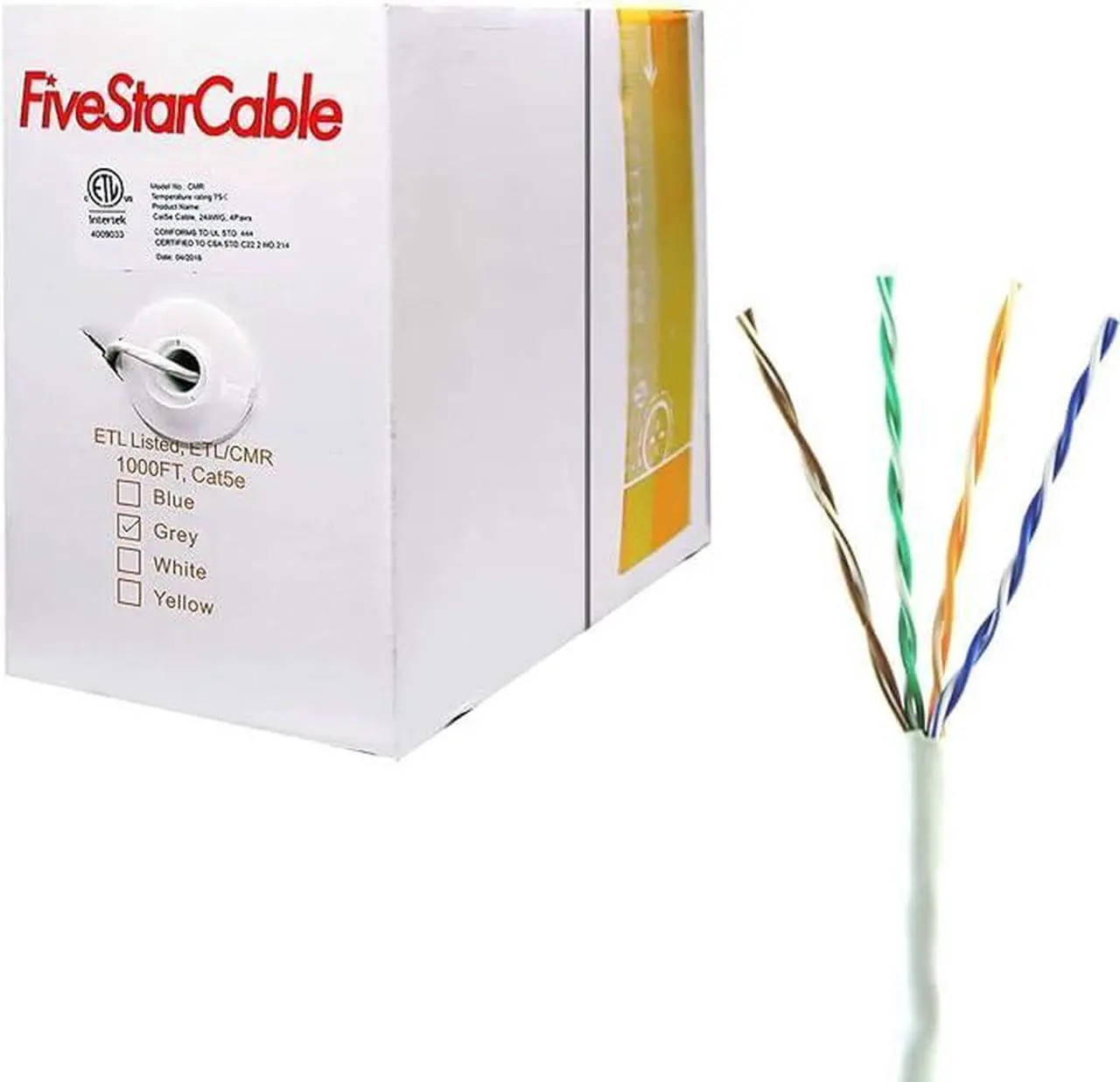 FiveStarCable 1000 Ft Bulk Cat5e CMR Network Ethernet Router Cable ...