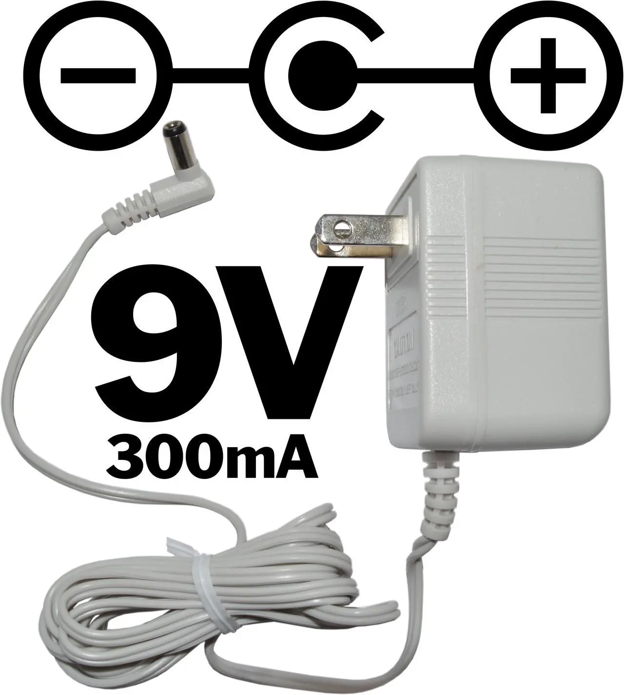 9 Volt DC, 300mA Power Adapter with 5.5mm Barrel Jack (Center Positive ...
