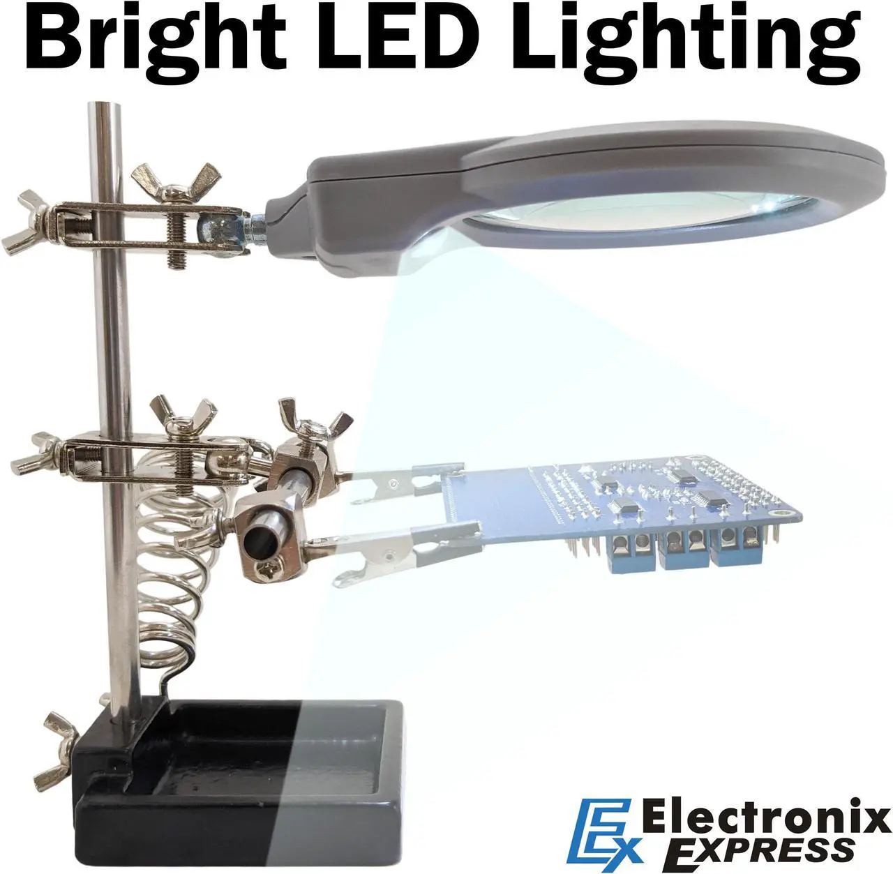 Helping Hand Project Holder with 2x Magnifier, LED Lights, Soldering ...