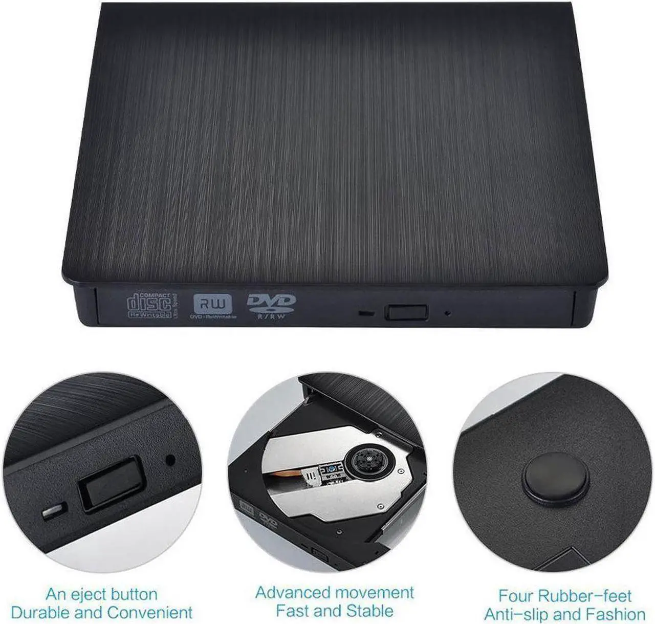 USB 3.0 External DVD Drive Portable External Optical Drive CD DVD RW ...