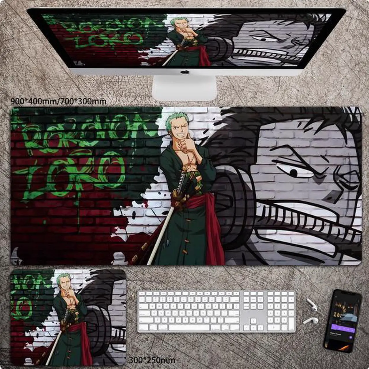 Anime One Piece ZORO mouse pad Extended Gaming Mouse Pad with Stitched ...