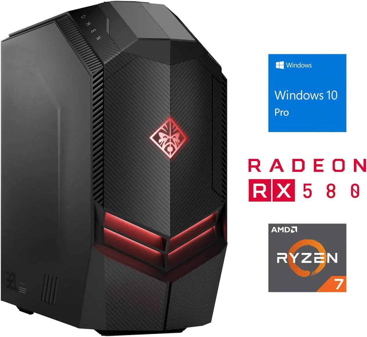 Refurbished: HP OMEN 880 Gaming Desktop PC, AMD Ryzen 7 1800X Upto 4GHz ...