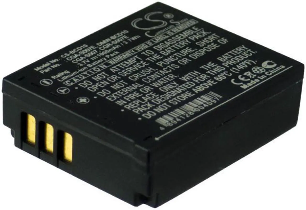 1000mAh CGA-S007 Battery for Panasonic Lumix DMC-TZ1, DMC-TZ2, DMC-TZ3 ...