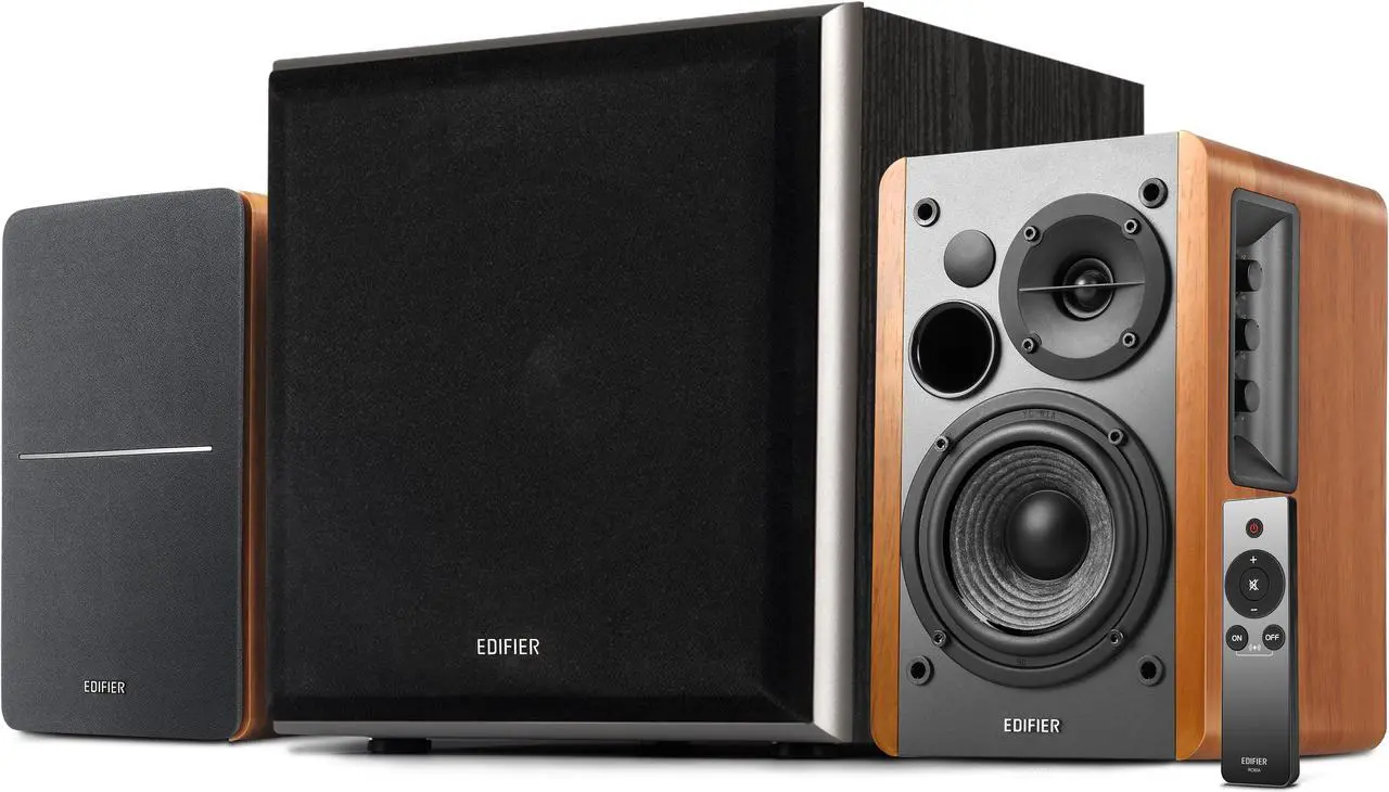 Edifier R1280Ts Powered Bookshelf Speakers with T5 8" 70w Powered ...