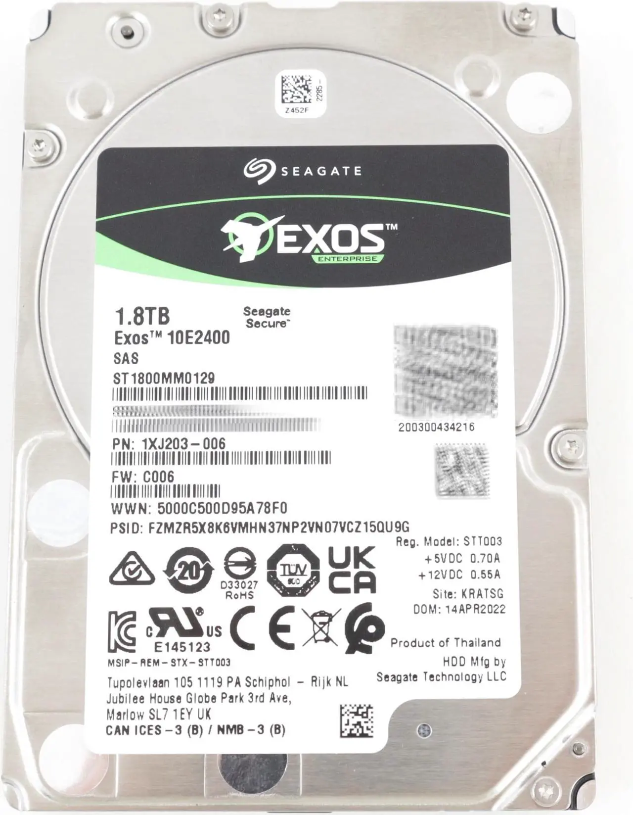 Refurbished: Seagate Exos Enterprise 10E2400 1.8TB ST1800MM0129 SAS ...