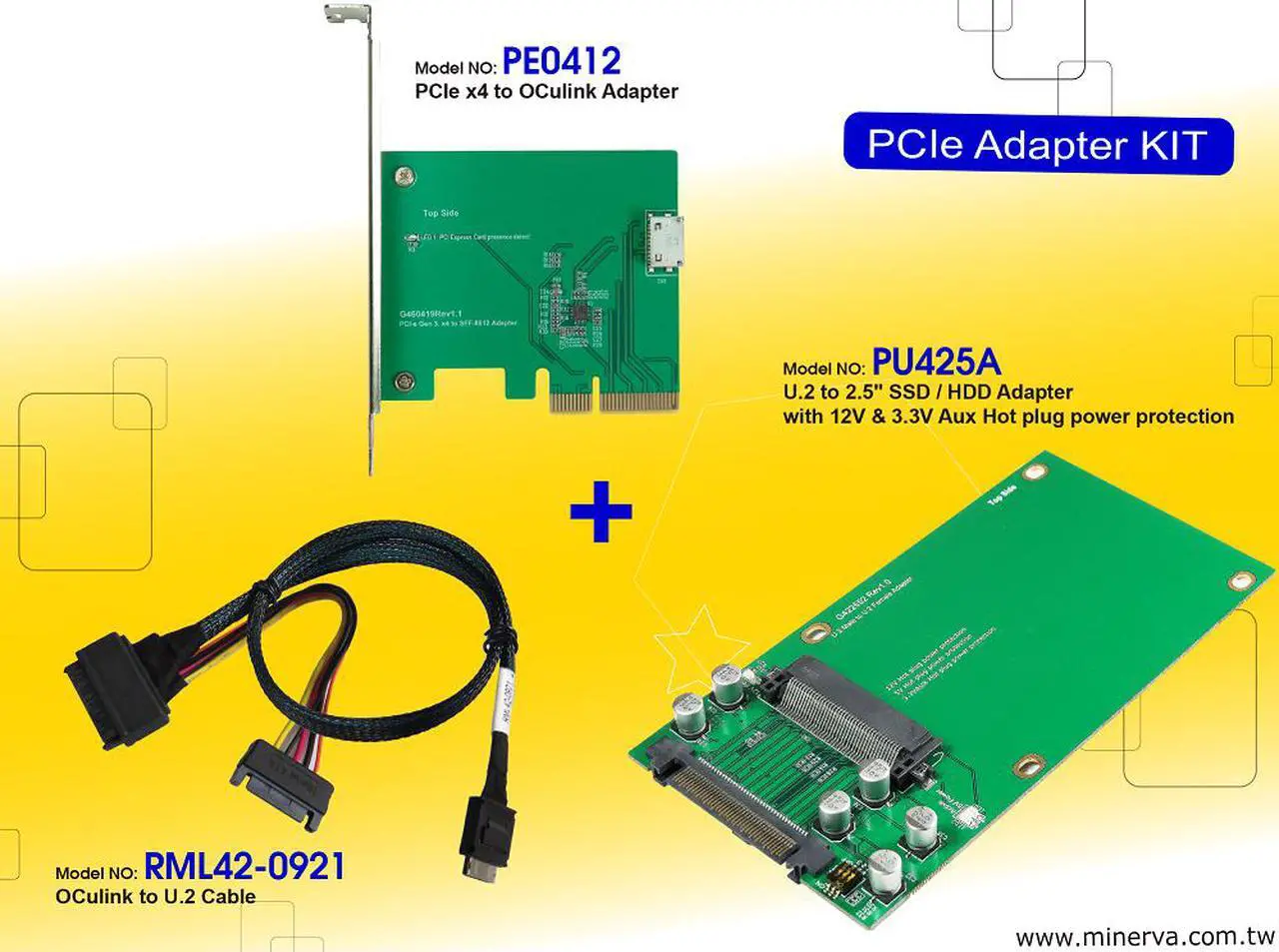 Innocard PCIe x4 to OCulink Adapter & U.2 to OCulink Cable with U.2 to ...
