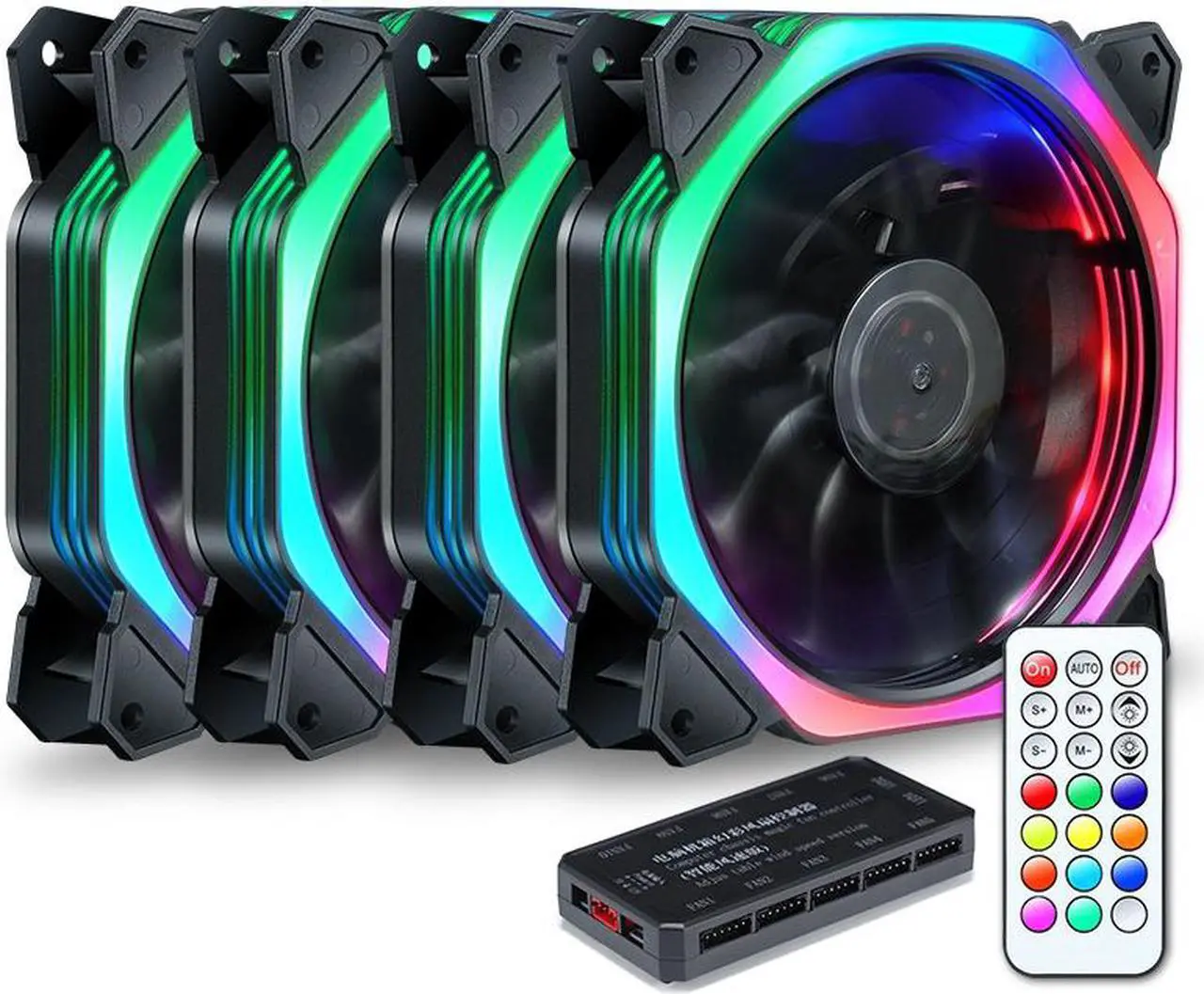 4fans+remote controller pwm cpu rgb fan 120mm Fan Computer PC Case Fan ...