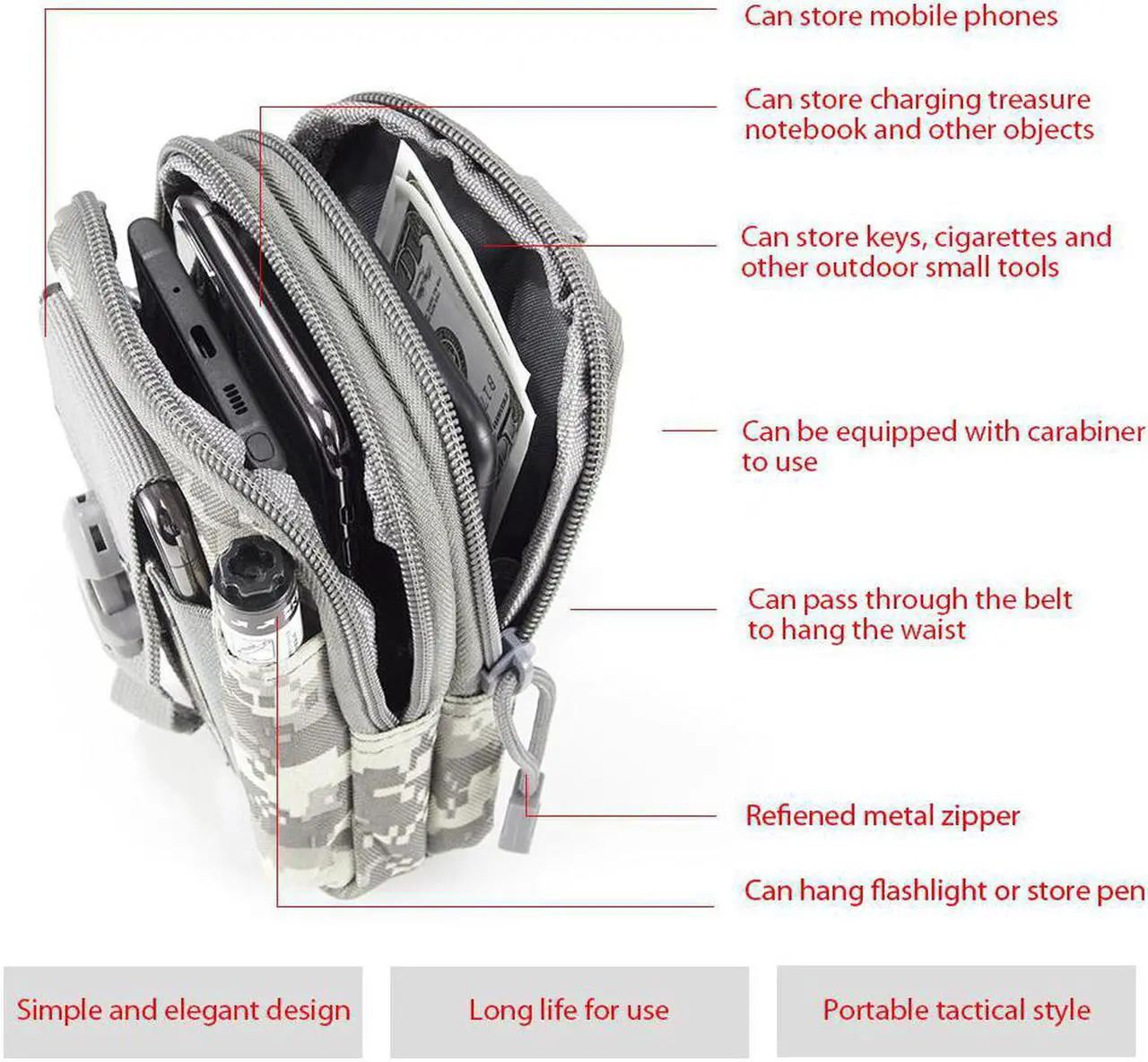 Tactical MOLLE Cell Phone Pouch - Digital Camouflage Grey - Newegg.com