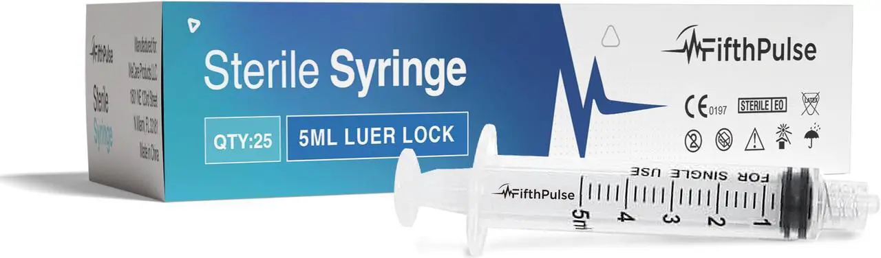 FifthPulse 5ml Syringe with Luer Lock (NO Needle) - Measurement Dispensing, Sterile ...