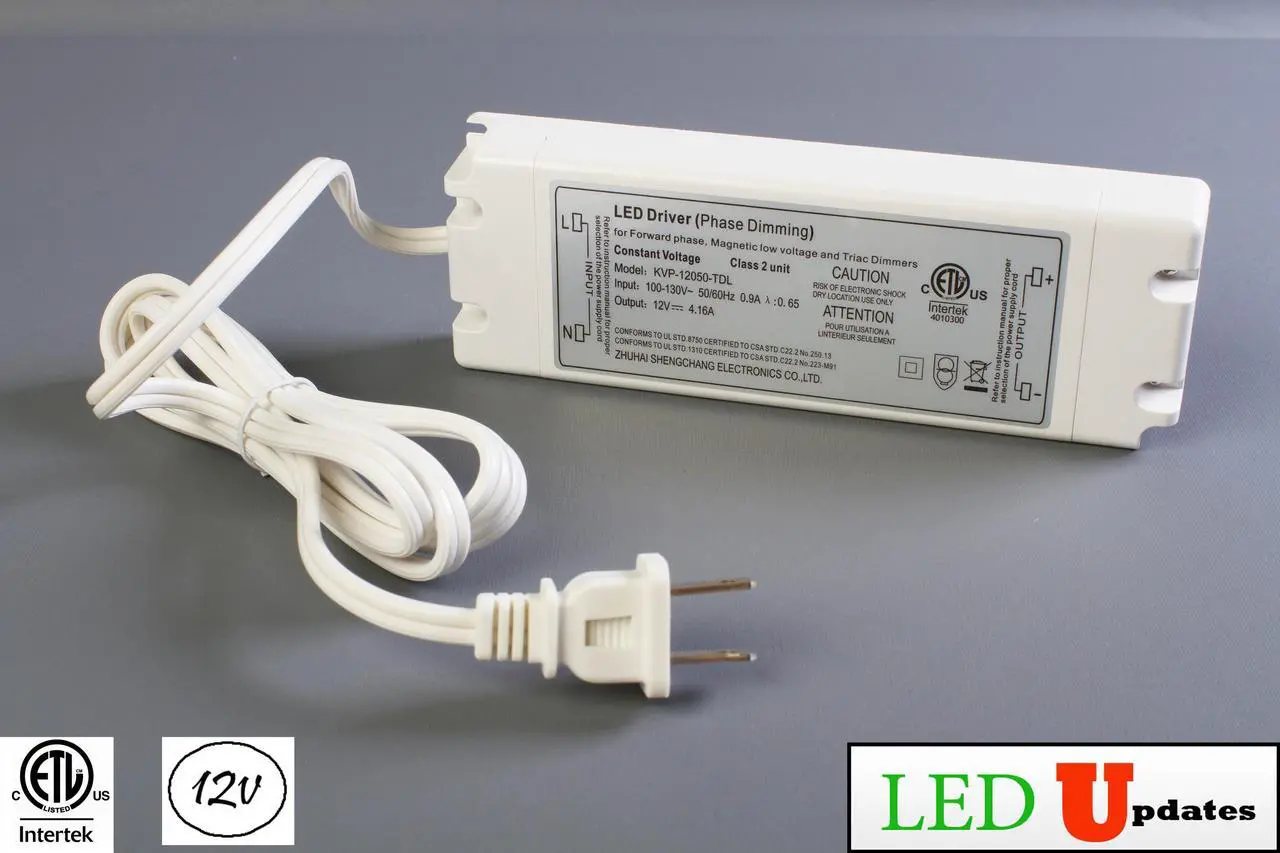 LEDUPDATES ETL LISTED Class 2, 12v 50w 4.16A Triac Dimmable LED Strip ...