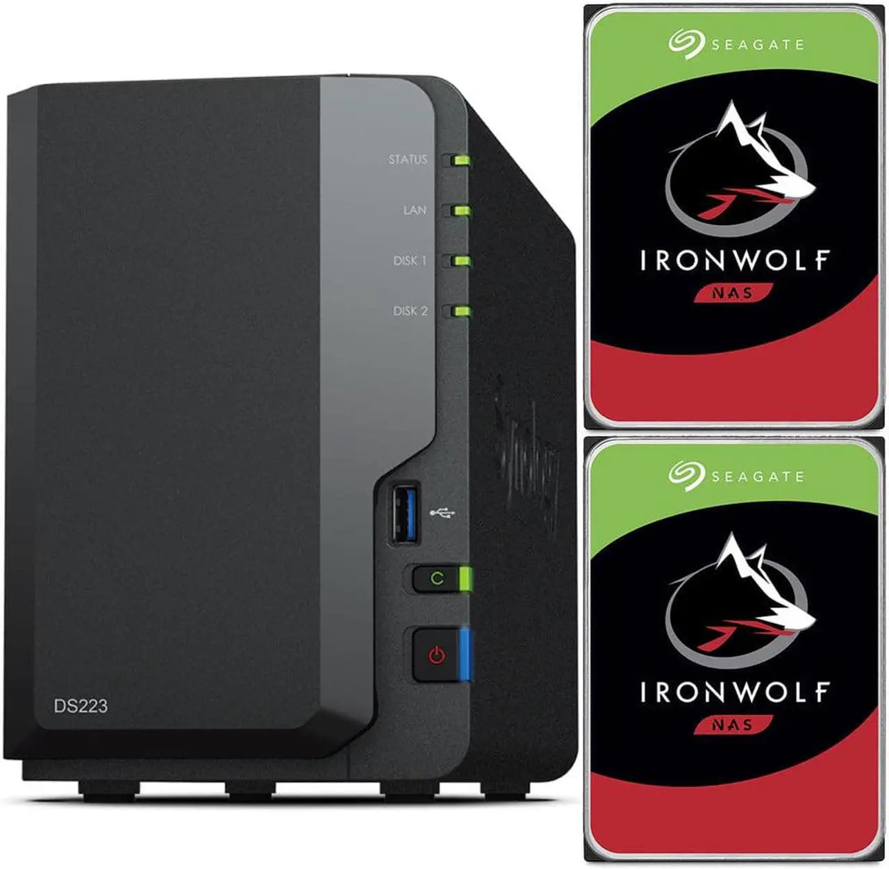 Synology DS223 2-Bay NAS, 2GB RAM, 8TB (2 x 4TB) of Seagate Ironwolf ...