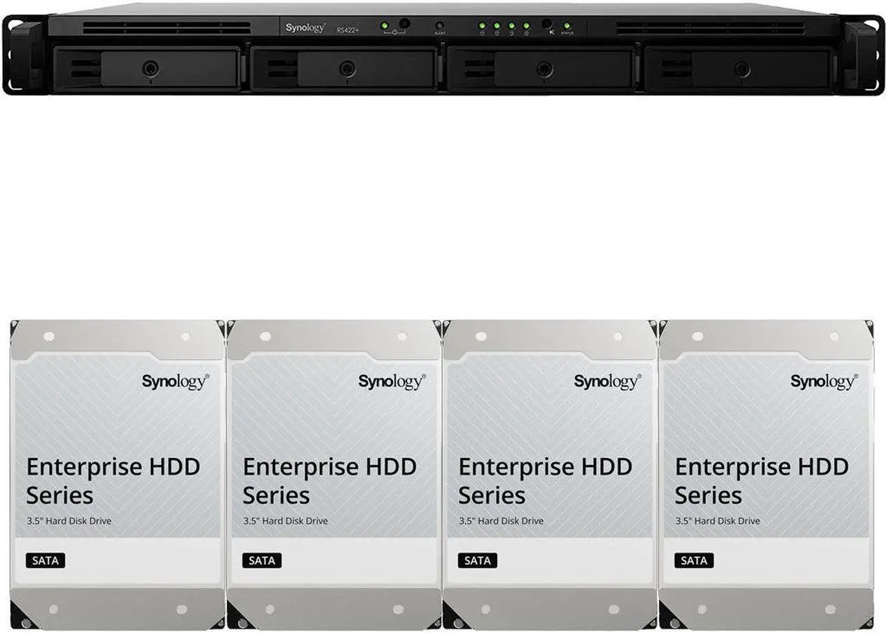 Synology RS422+ 4-Bay NAS with 2GB RAM and 64TB (4 x 16TB) of Synology ...