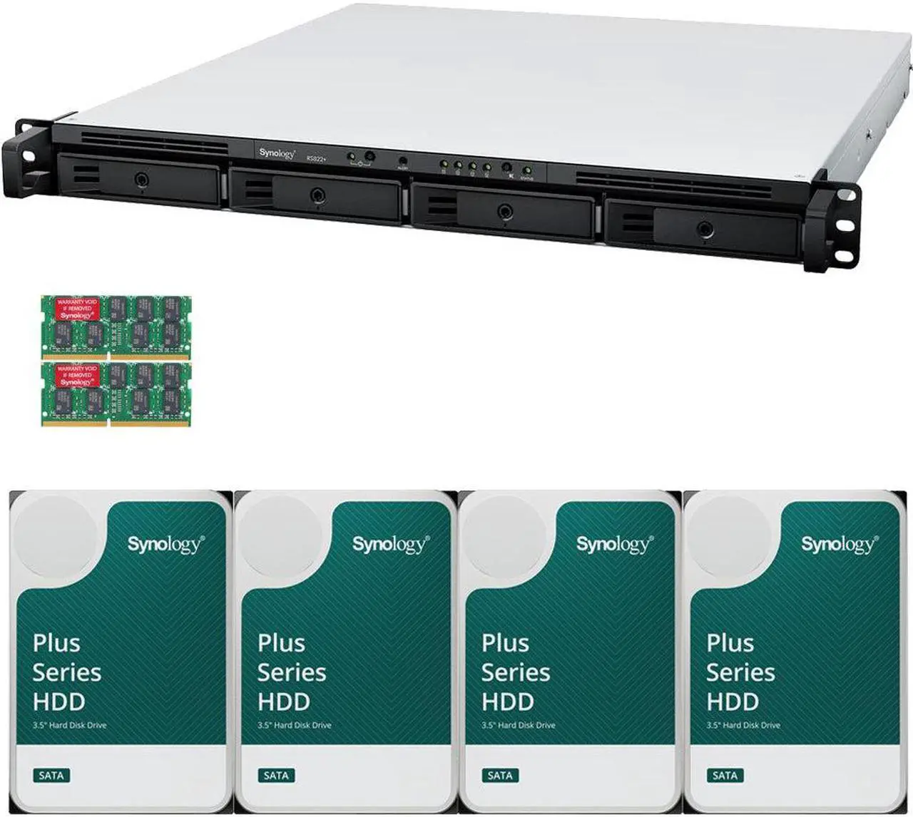 Synology RS822+ AMD Ryzen V1500B 4-Bay NAS 8GB RAM 16TB (4 x 4TB) of ...