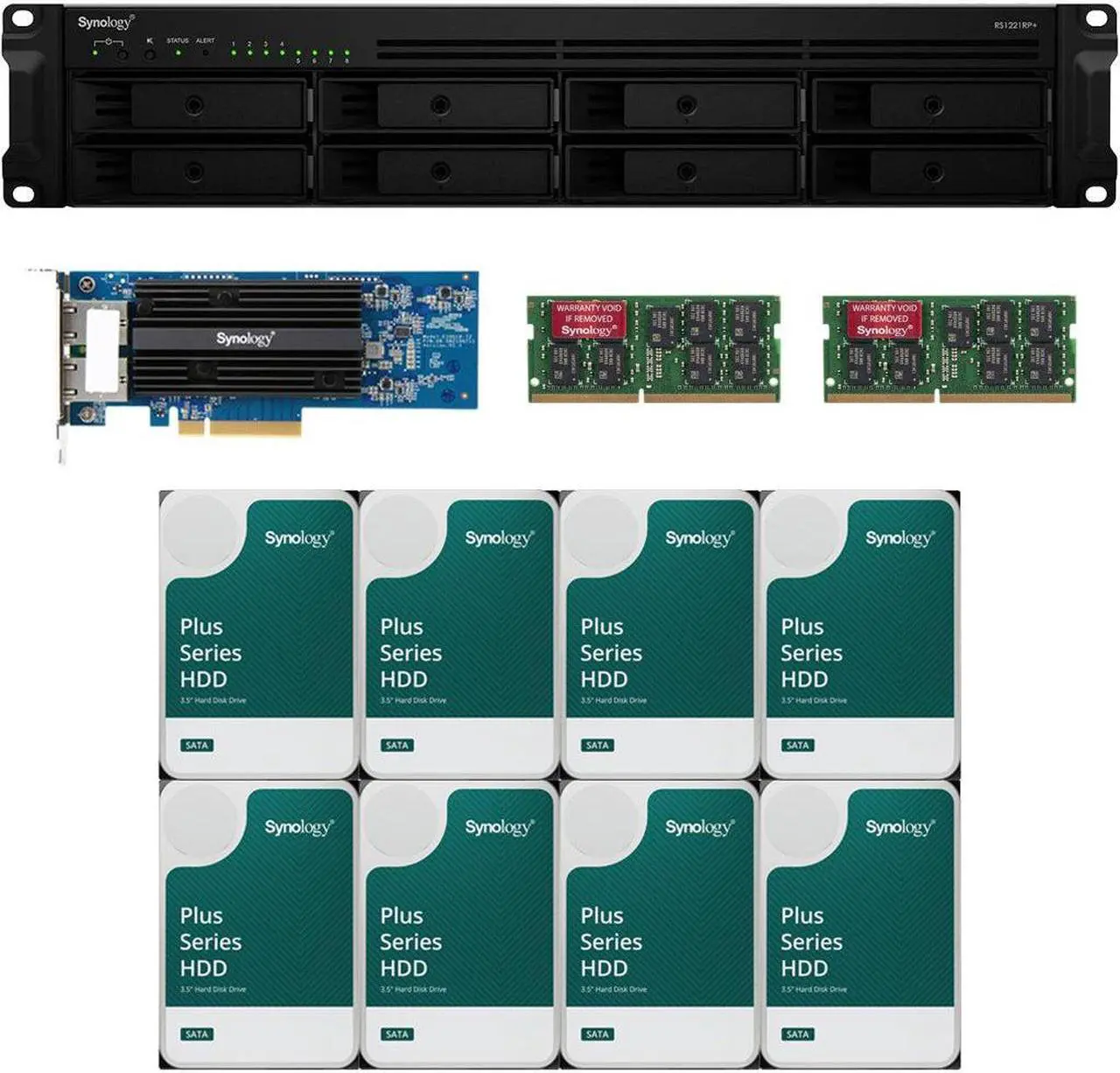 Synology RS1221RP+ RackStation with 8GB RAM, E10G18-T2 10GbE Adapter ...