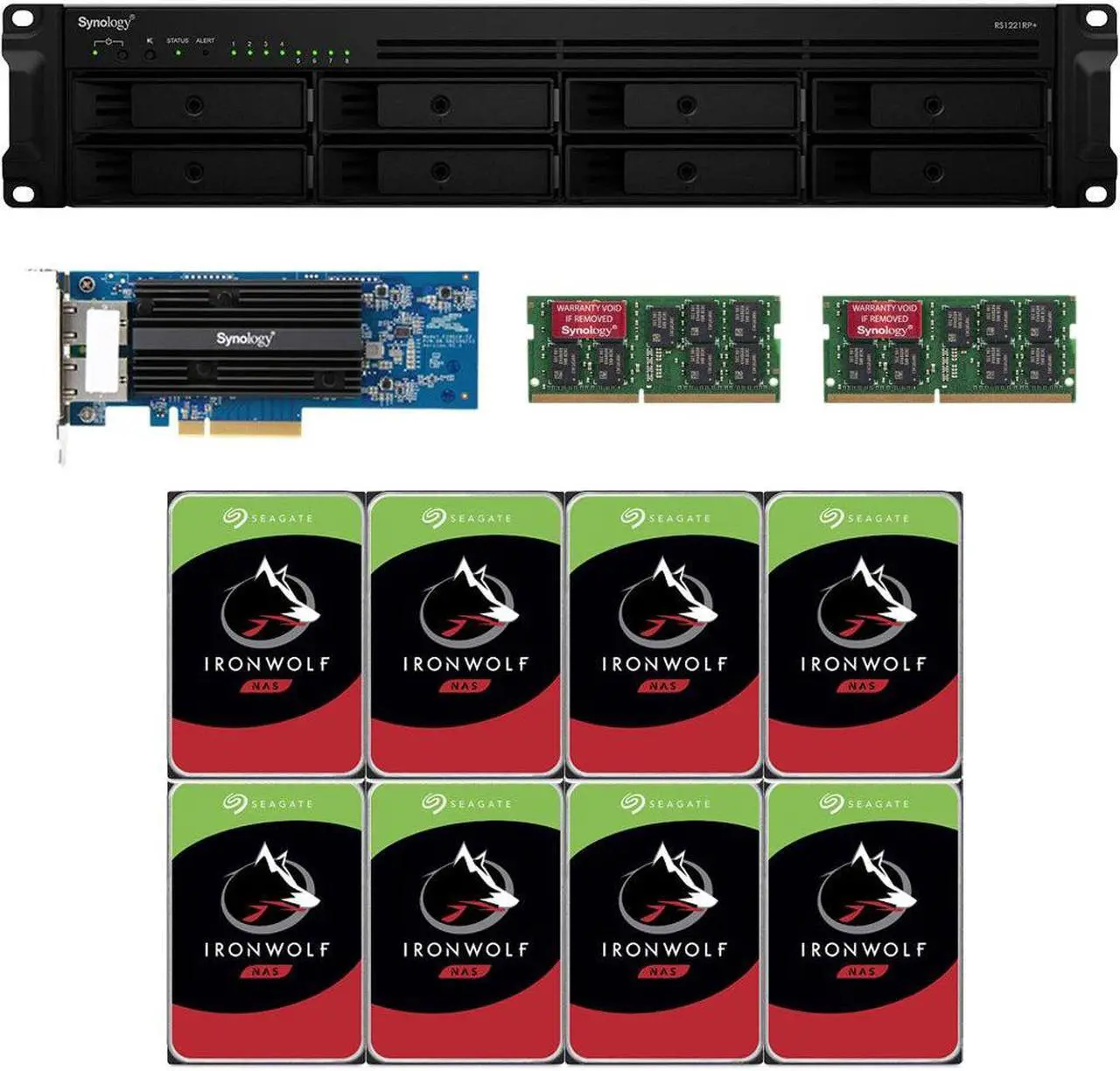 Synology RS1221RP+ RackStation with 16GB RAM, E10G18-T2 10GbE Adapter ...